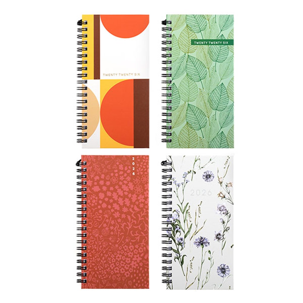 72147 - Diary Spiral Hard Cover Printed w Foil Slim WTV 4 Astd - Dats