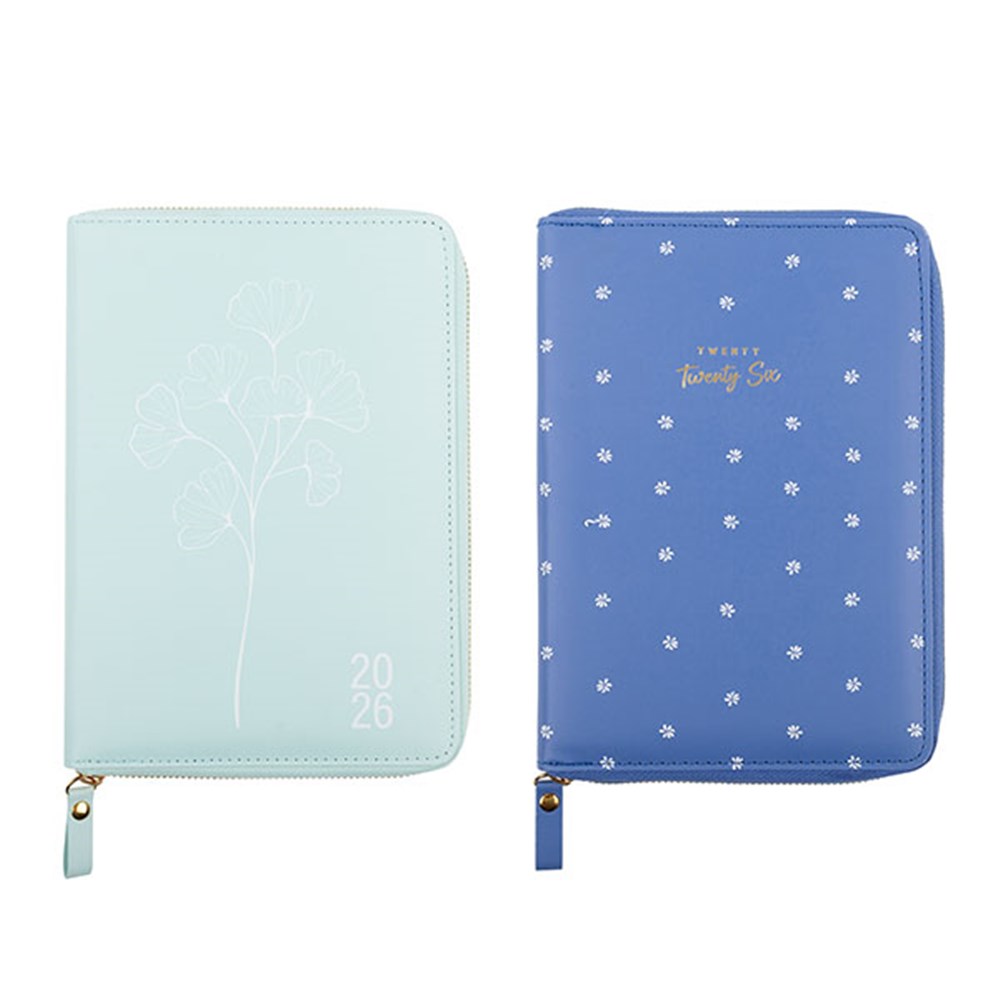 72175 - Diary PU Zip Wallet w Spiral A5 DTP 2 Asstd - Dats